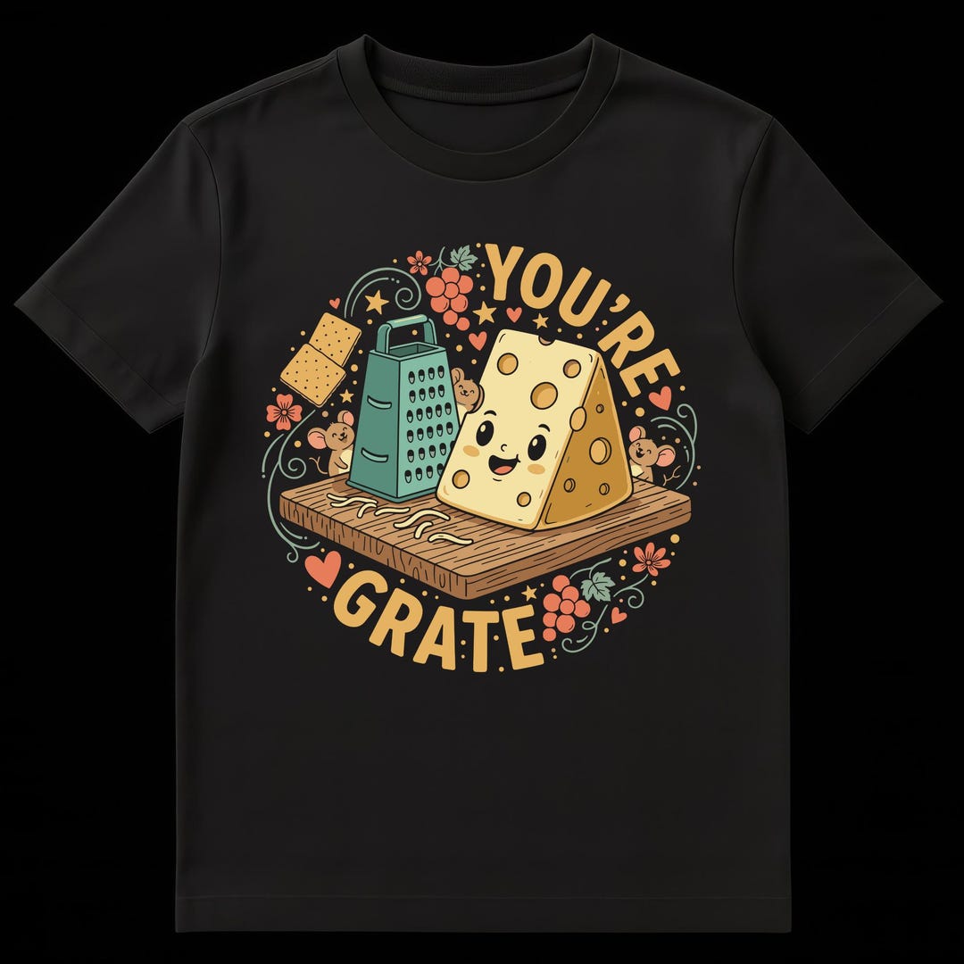 Foodie You're Grate Pun Cheese Lover Kitchen Humor Gift Unisex T-shirt ...