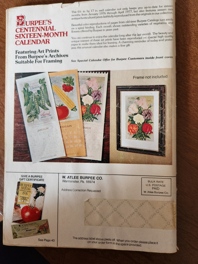 Vintage Burpee Seeds 1976 Catalog 100th Anniversary Edition Flowers ...