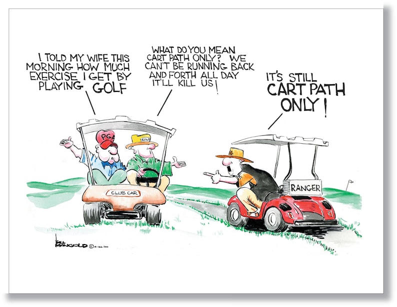 Blank Note Card Golf Humor Funny Cartoon CART PATH ONLY | Etsy