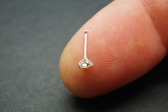 Nose Bone Sterling CZ Prong setting Zircon Stone 20g Clear Crystal Body Piercings ball End Nose Stud Etsy