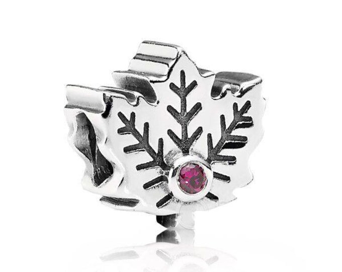 Pandora Canada Maple Leaf Red Sinthetic Ruby Charm~bead - Etsy