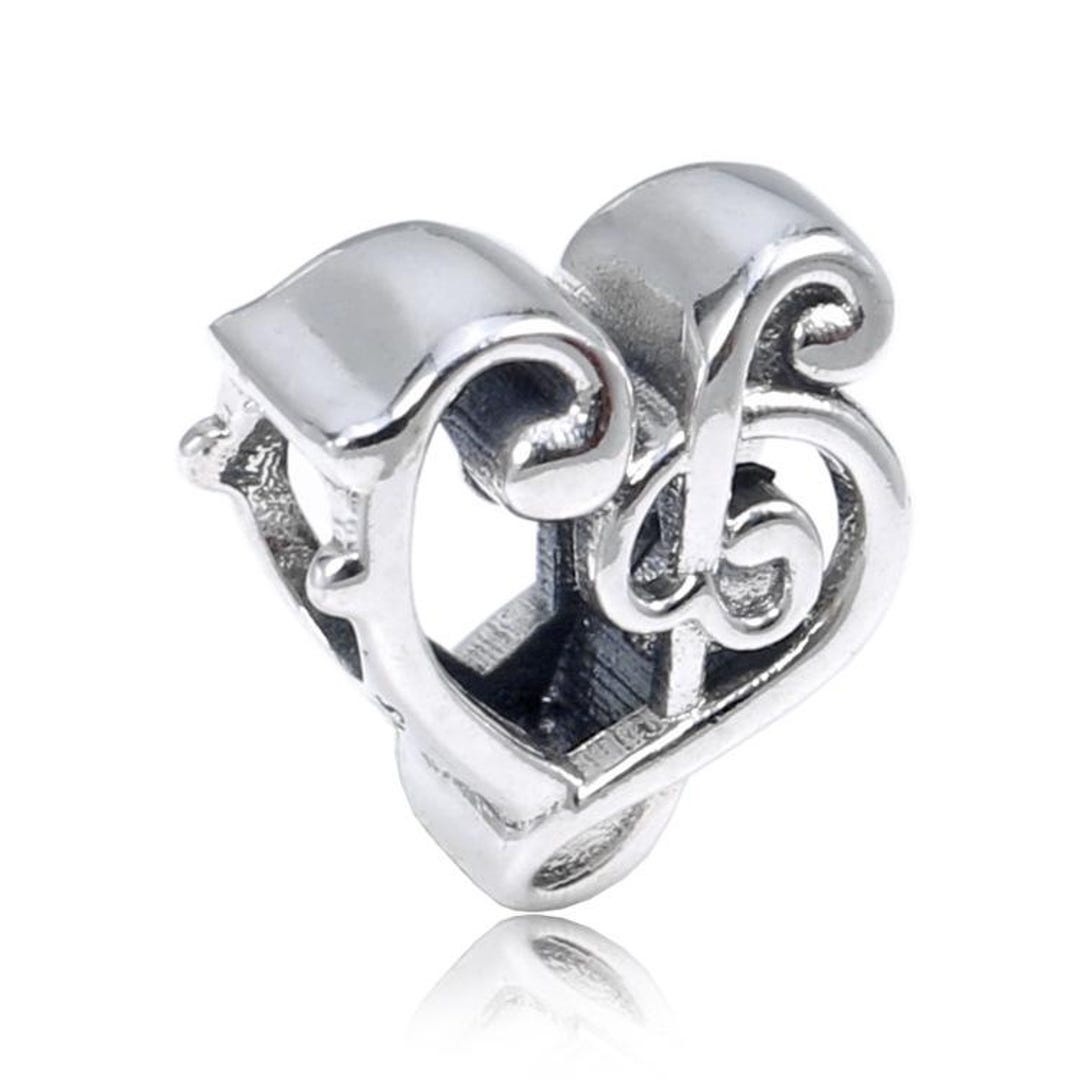 Pandora Sterling Silver Music Love Note Heart Treble Clef Charm - Etsy