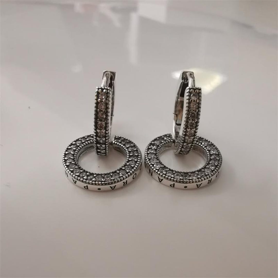 Pandora sparkling double hoop earrings store
