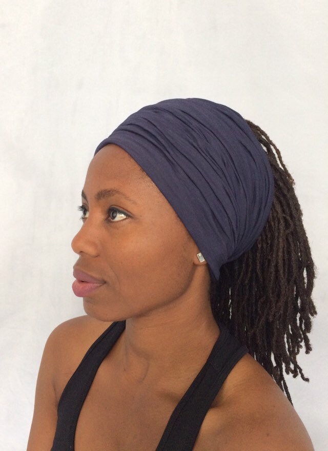 Extra long blue Dreadlock Tube Headband Wide Yoga Headband | Etsy