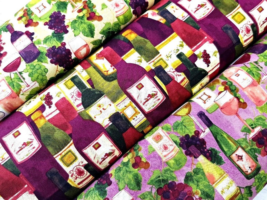 Grape Wine Fabric, 100% Cotton, Quilting Sewing Craft Fabric, Harvest ...