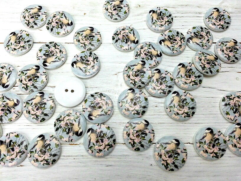 Birds Buttons, Wooden Buttons, Sewing Buttons, Craft Buttons Bird ...