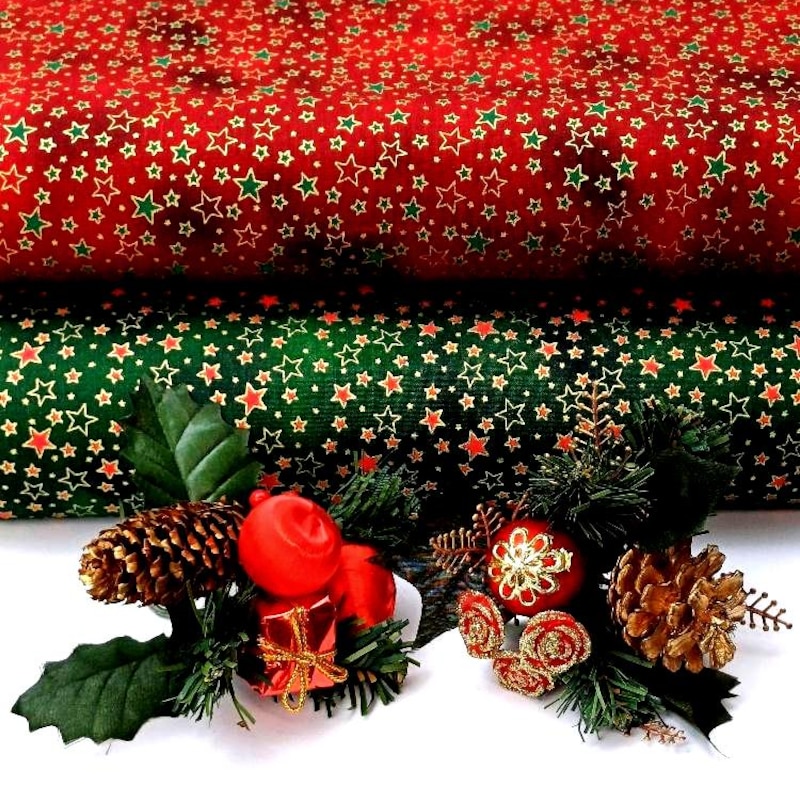 Christmas Metallic Fabric - Etsy UK