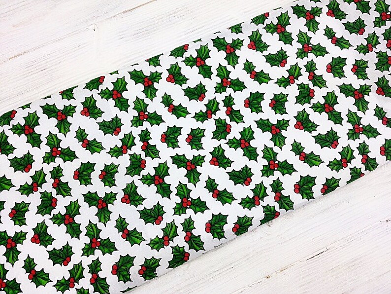 Christmas Fabric Holly Fabric Festive Fabric Cotton Fabric - Etsy