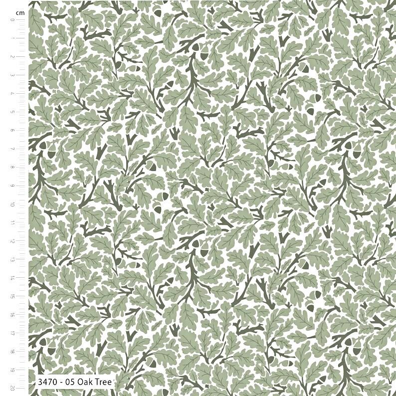 William Morris Oak Tree Fabric, 100% Organic Cotton, Oak Leaves Acorn ...