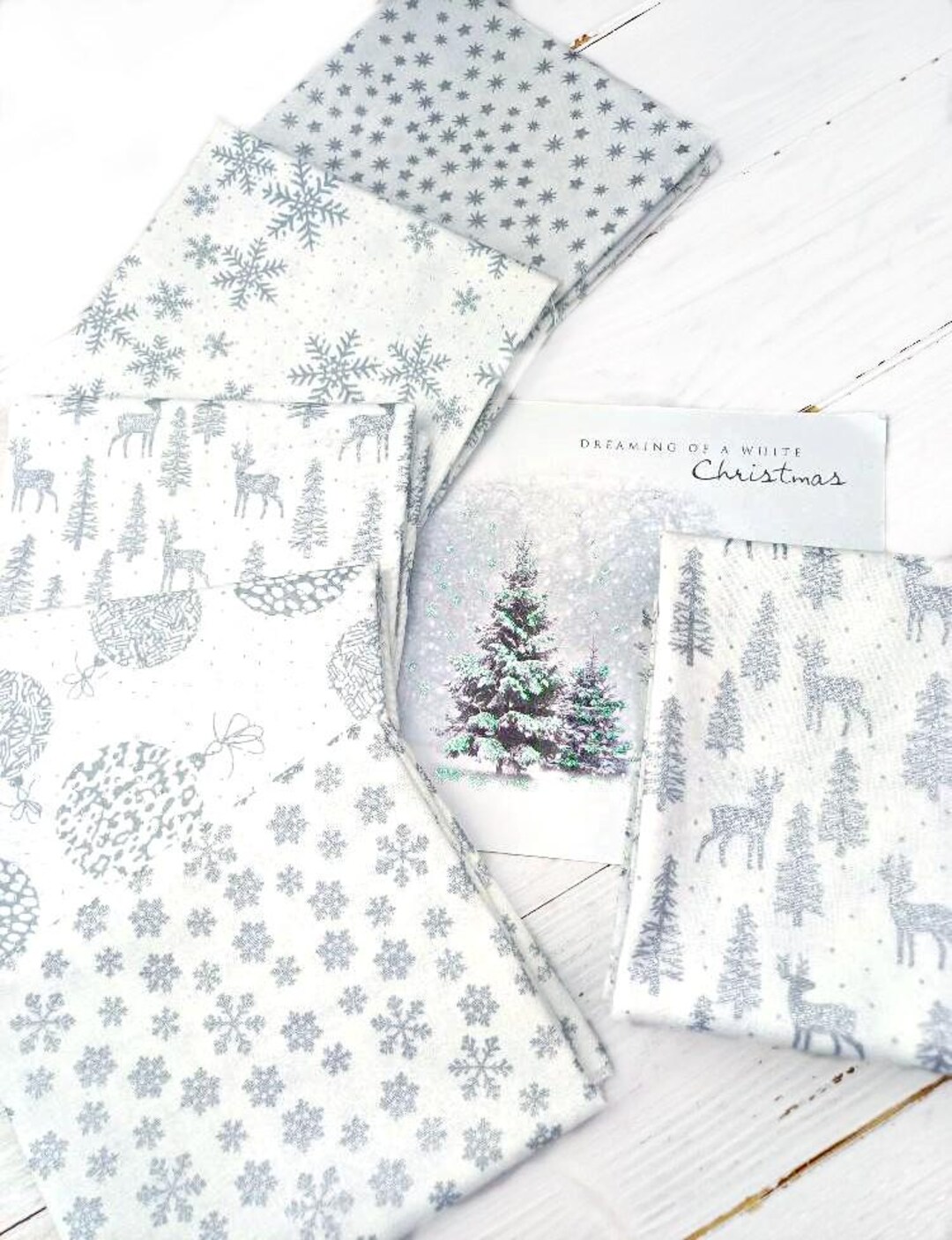Christmas Metallic Silver Fat Quarter Bundle, 100% Cotton, Quilt Sewing ...