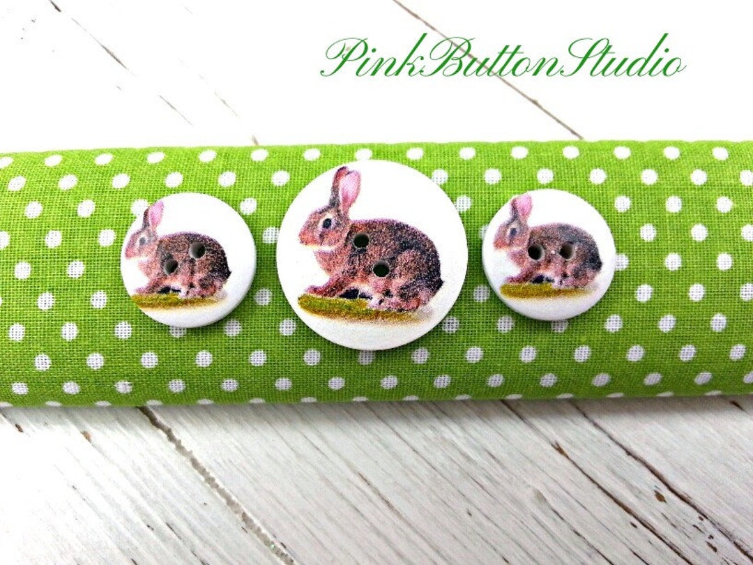 Bunny Buttons, Rabbit Buttons, Wooden Buttons, Animal Buttons, Painted ...