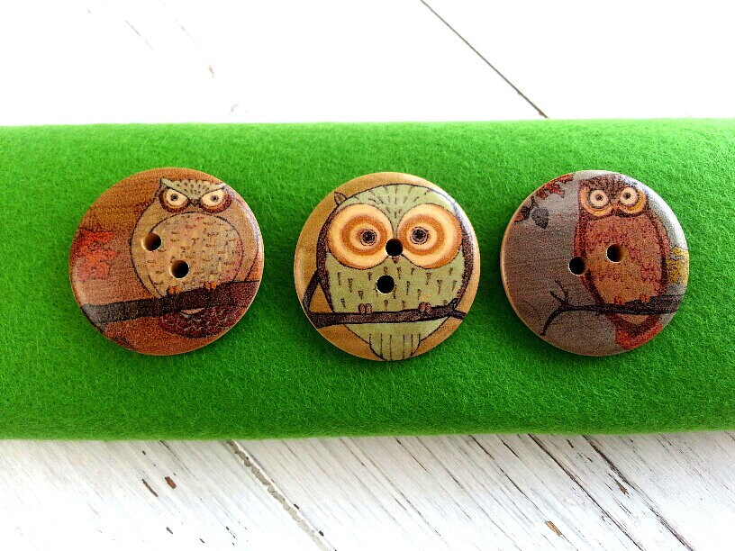 Wooden Buttons Owl Buttons Sewing Embellishments Bird | Etsy