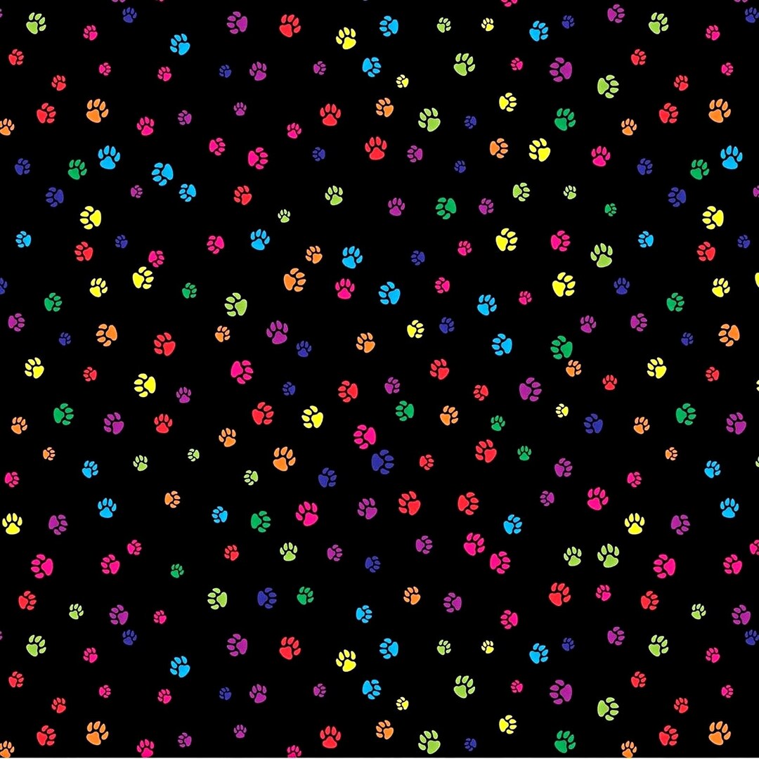 Rainbow Dog Paw Fabric, 100% Cotton, 140cm Wide Quilting Sewing Craft ...