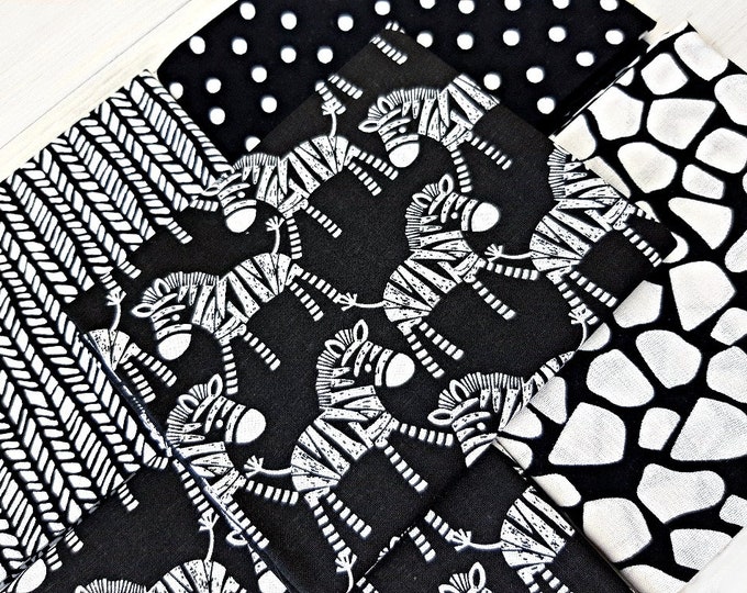 Jungle Fat Quarter Bundle, Safari Fat Quarters, 100 % Cotton, Black ...