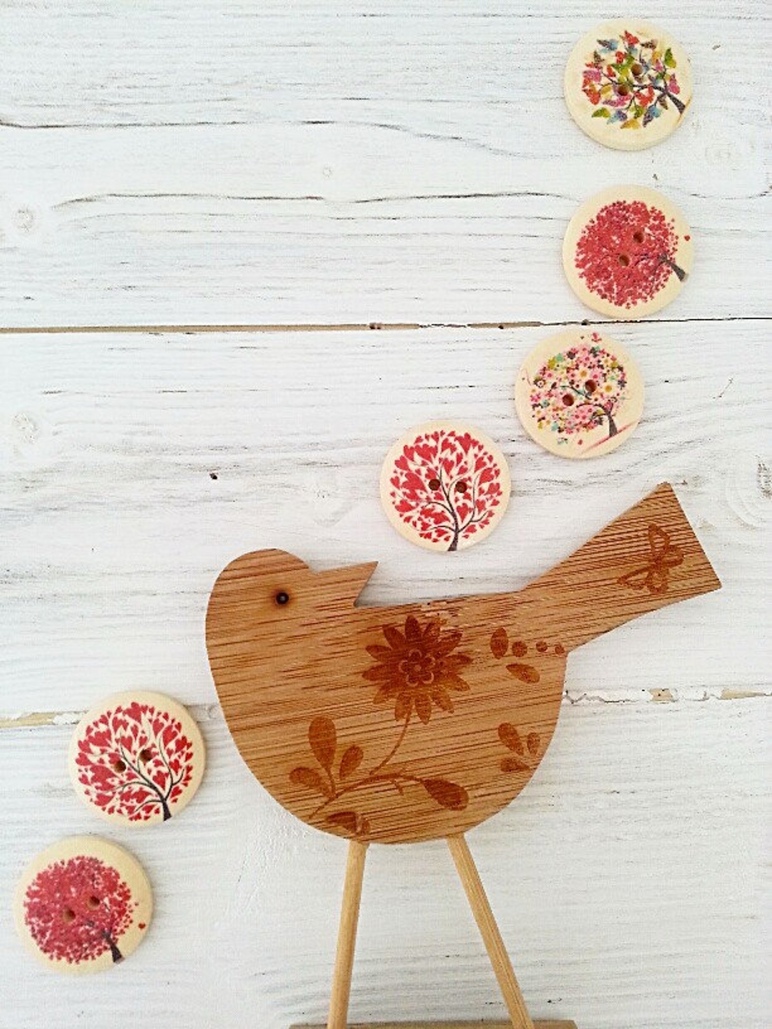 Wooden Buttons, Large Tree Buttons, Tree Design Buttons, 30 Mm Buttons ...