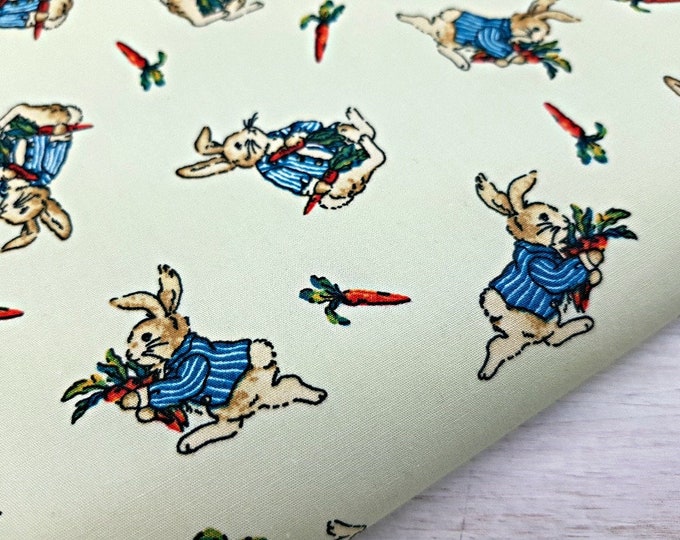 Bunny Fabric 6 Garden Bunny White by Shopcabin Bunny Floral Spring Baby ...