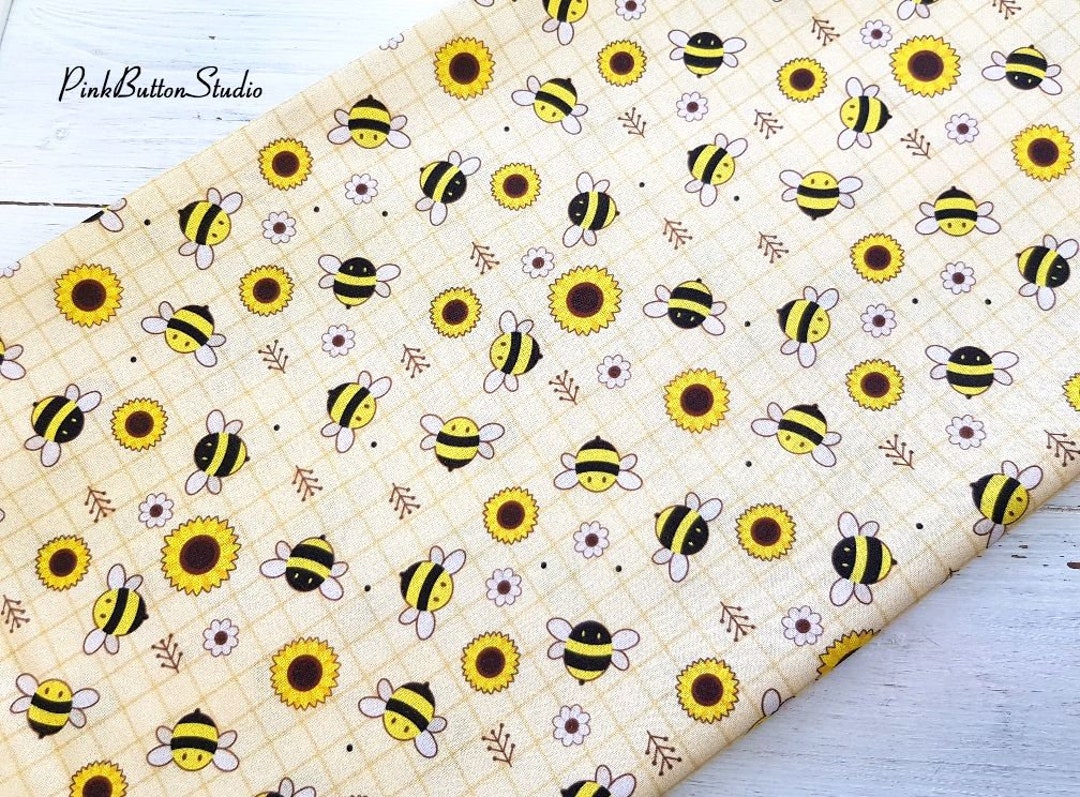 Bee Fabric, 100% Cotton, Insect Fabric, Quilting Fabric, Cute Bee ...