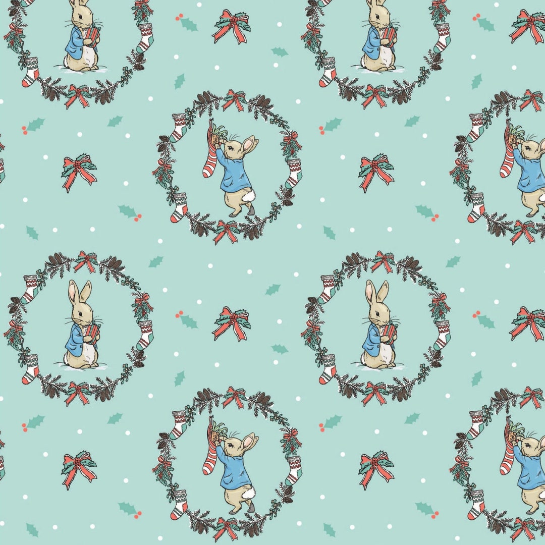 Peter Rabbit Christmas Fabric, Beatrix Potter Fabric, 100% Cotton ...