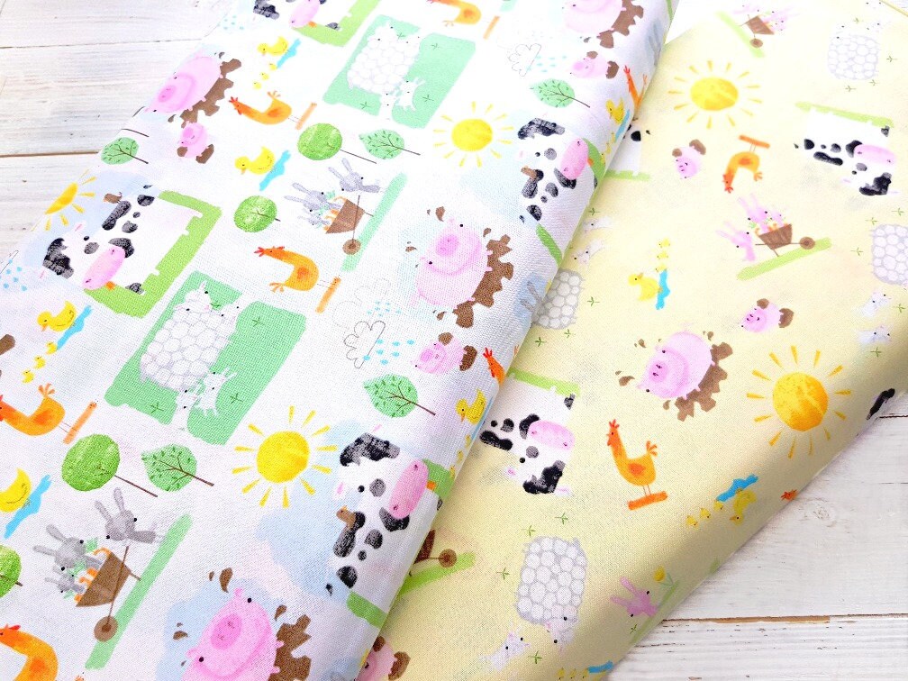 Farm Fabric 100% Cotton Farm Animals Material Quilting - Etsy UK