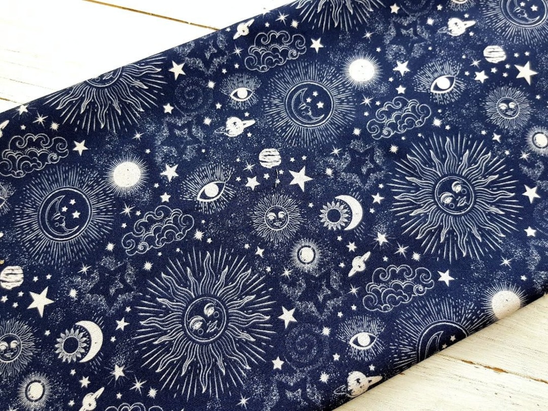 Space Fabric, 100% Cotton, Amazing Stars Planets Print, Quilting Fabric ...