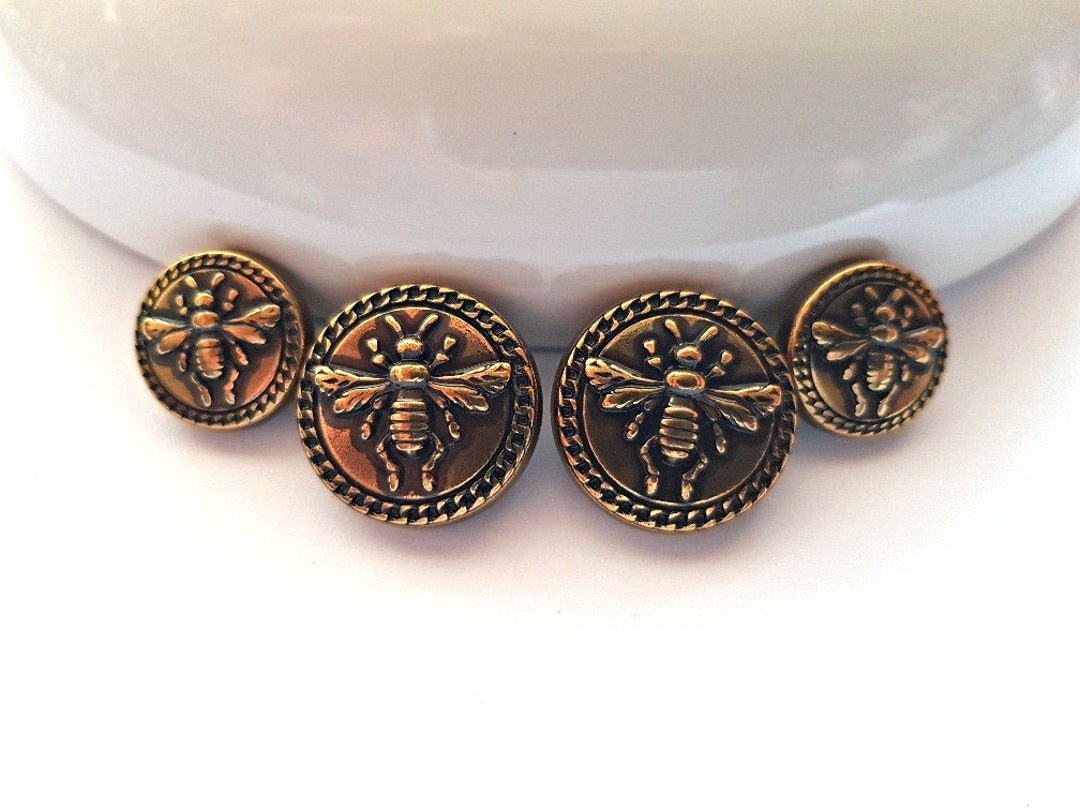 Metal Bee Shank Buttons, Antique Gold Buttons, Jacket/coat/cardigan ...