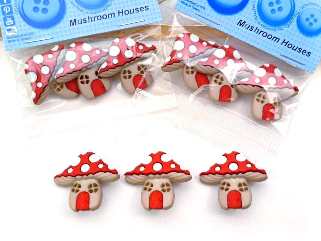 Toadstool Buttons, Mushroom Houses Buttons, Dress It up Buttons ...