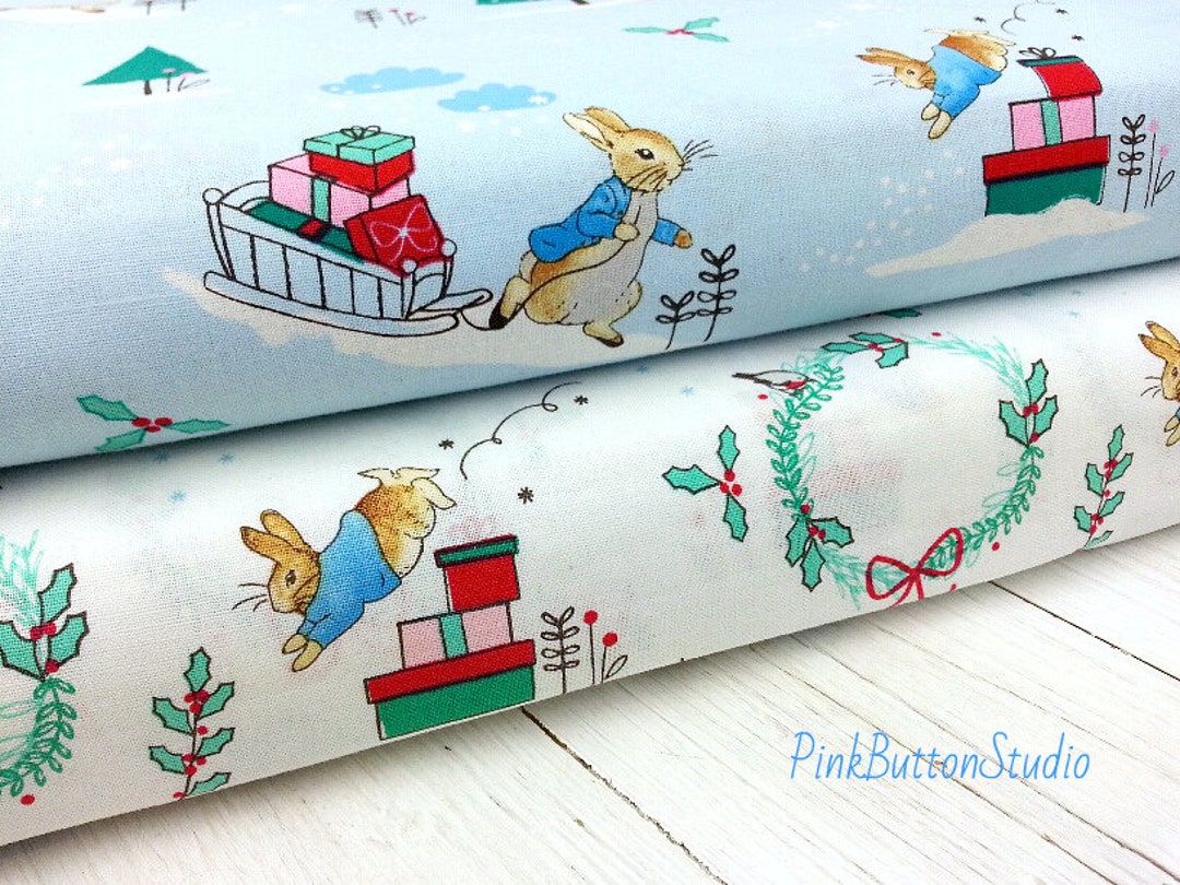 Peter Rabbit Christmas Fabric, Beatrix Potter Fabric, 100% Cotton ...