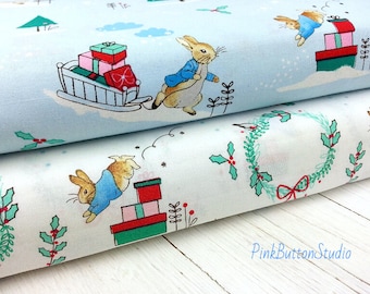Christmas Fabric, Peter Rabbit Fabric, 100% Cotton, Festive Fabric ...
