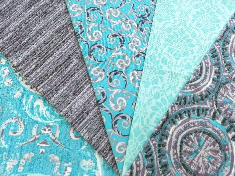Turquoise and Grey Fat Quarter Bundle 100% Cotton Quilting - Etsy