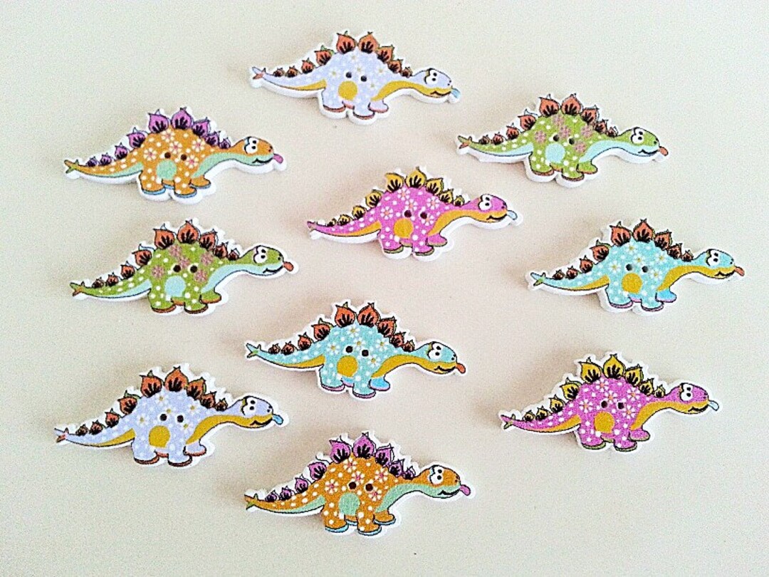 Dinosaur Wooden Buttons, Cute Dinosaurs Shape Buttons, Sewing Crochet ...