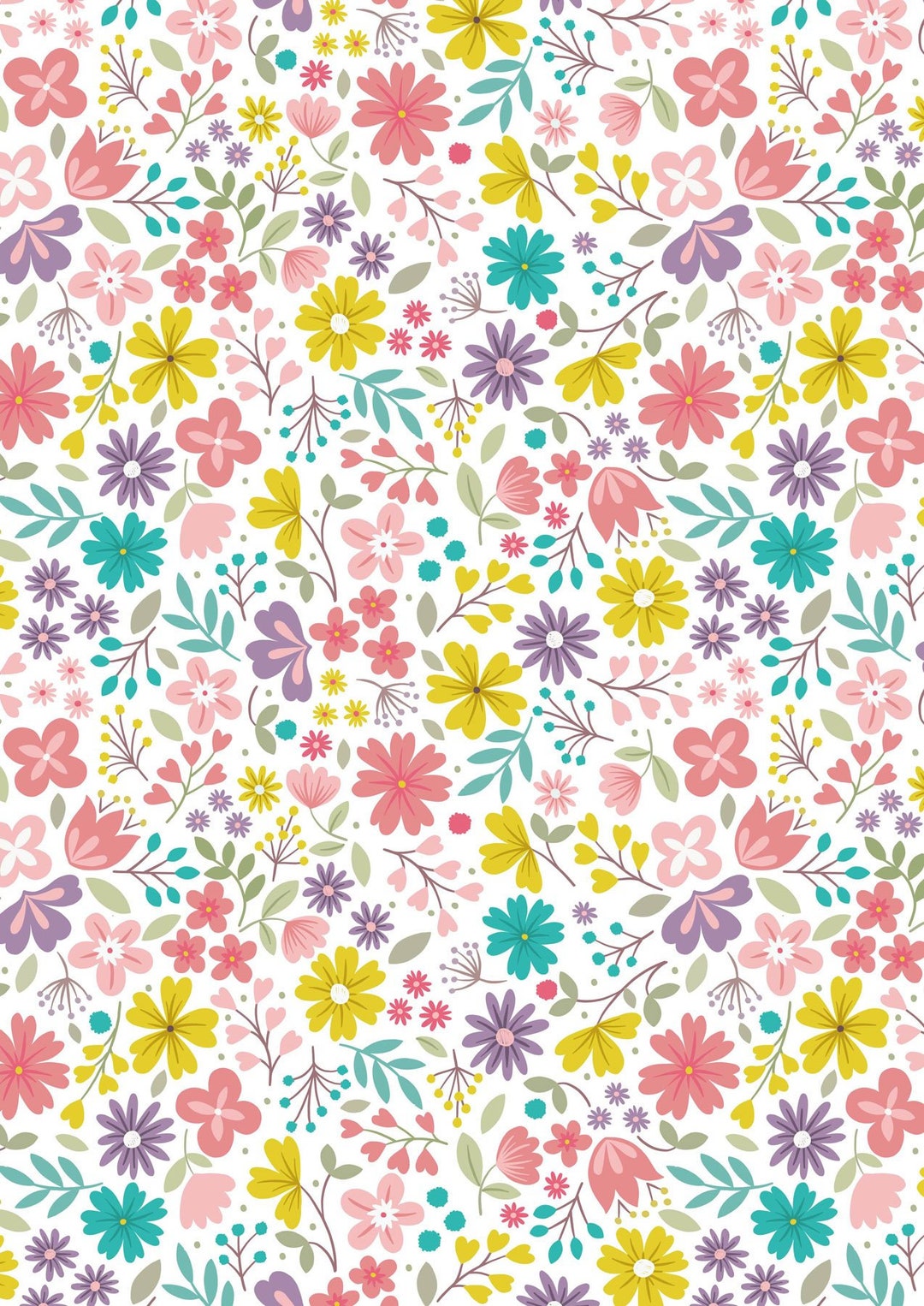 Floral Fabric, 100% Premium Cotton Fabric Lewis & Irene, Spring Flowers ...