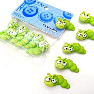 Cute Caterpillar Buttons, Novelty Buttons, Dress It up Buttons, Kids ...