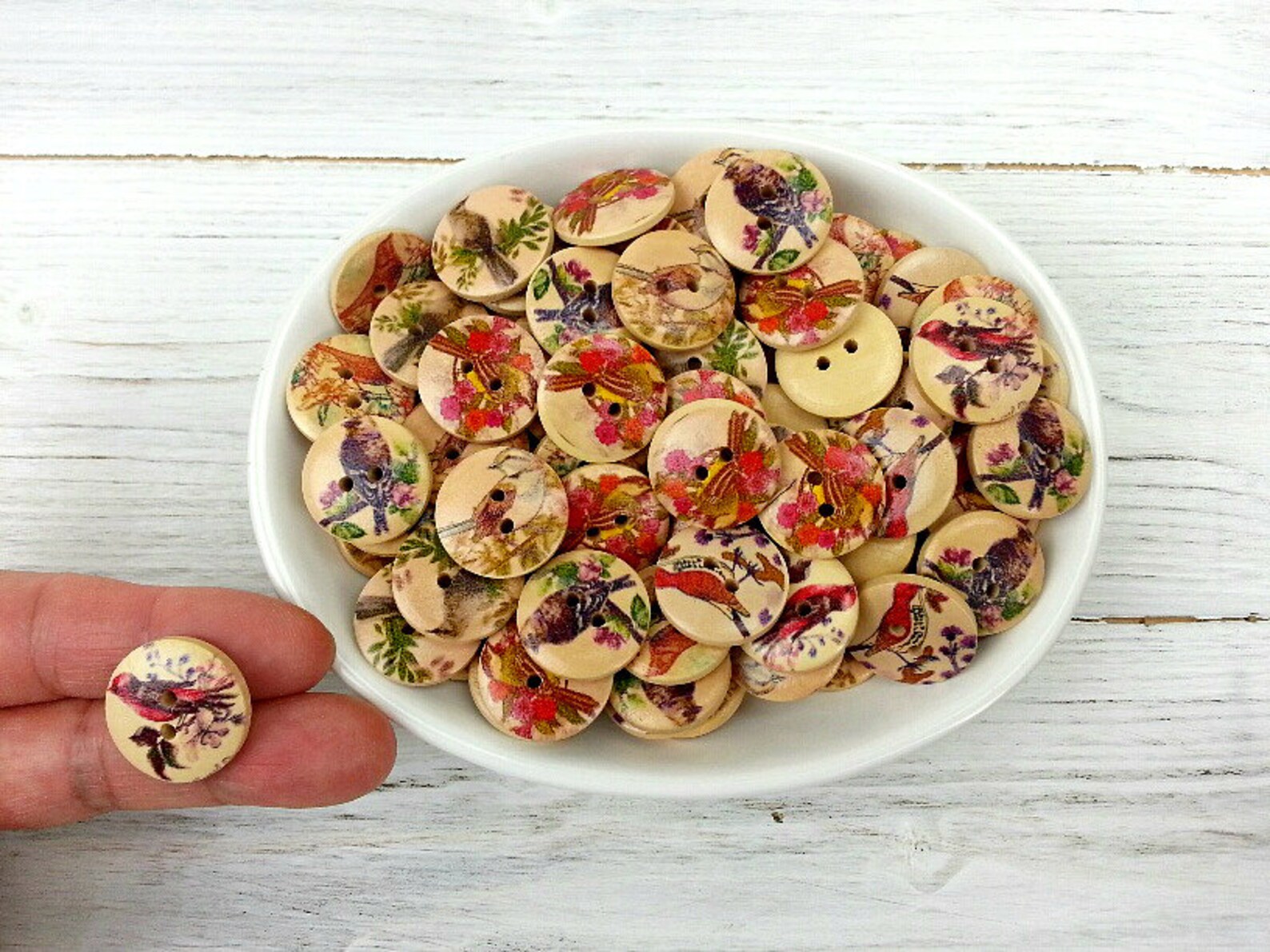 Bird Buttons, Wooden Buttons, Wooden Embellishments, Natural Wood ...