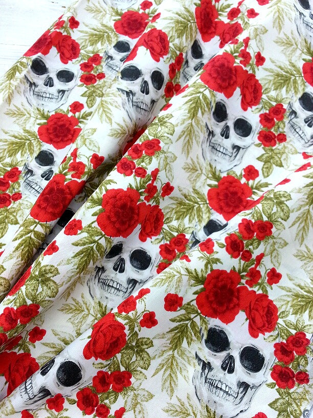Halloween Fabric Skull Fabric Halloween Print Fabric 100% - Etsy Israel