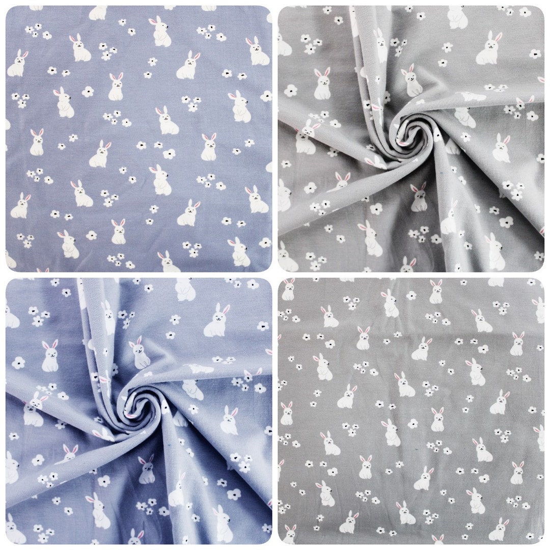 Bunny Jersey Fabric, Small Print Floral Rabbit Stretch Knit Fabric, 150 ...