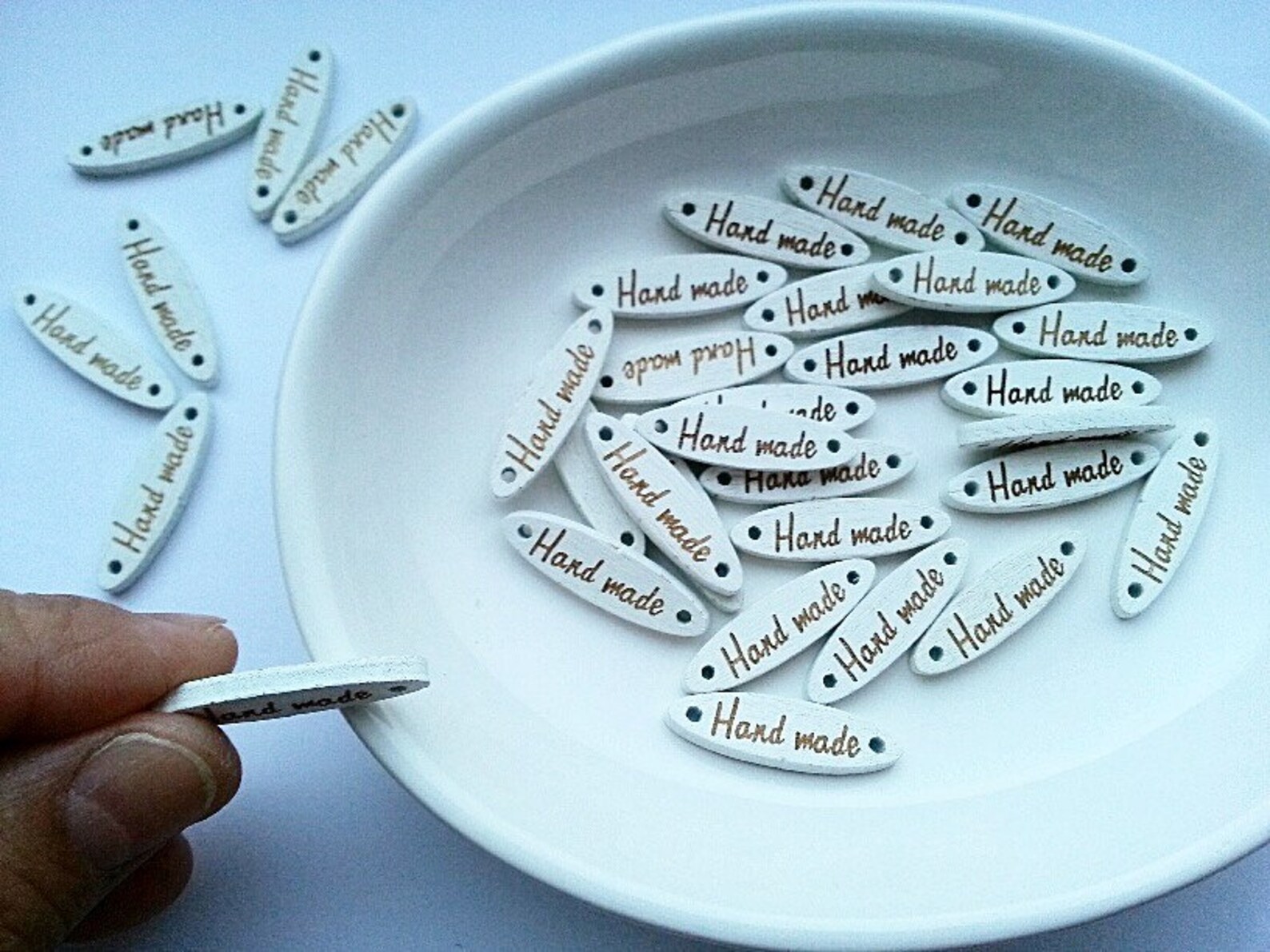 Wooden Buttons Wooden Tags White Wooden Labels Oval Shape | Etsy