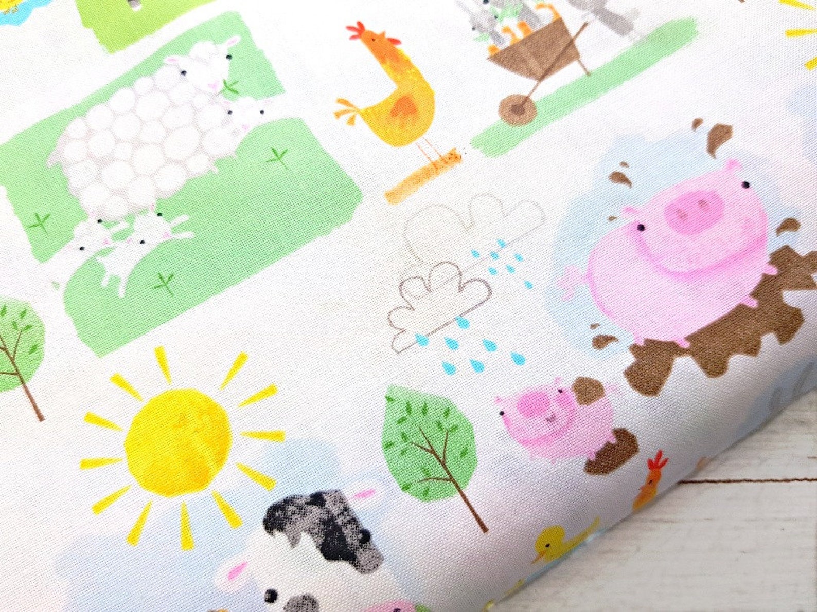Farm Fabric 100% Cotton Farm Animals Material Quilting - Etsy UK