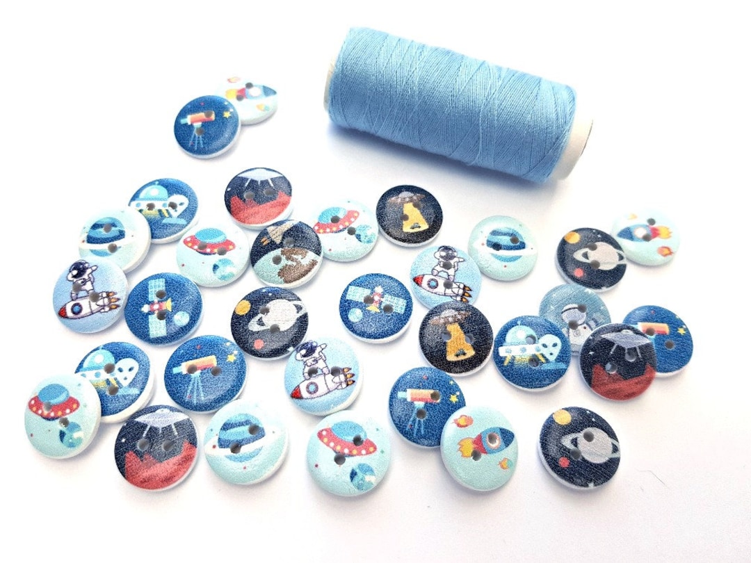 Space Wooden Buttons, Kids Buttons, Baby Buttons, Sewing Knitting ...