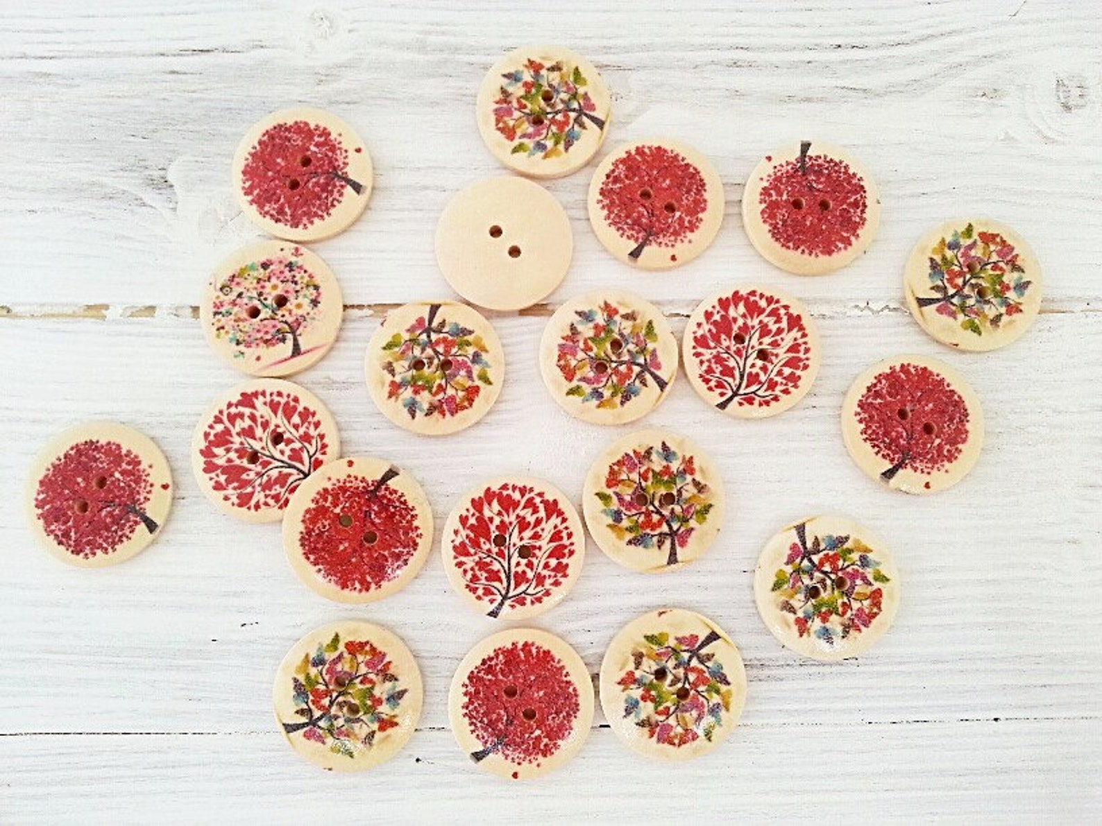 Wooden Buttons, Large Tree Buttons, Tree Design Buttons, 30 Mm Buttons ...