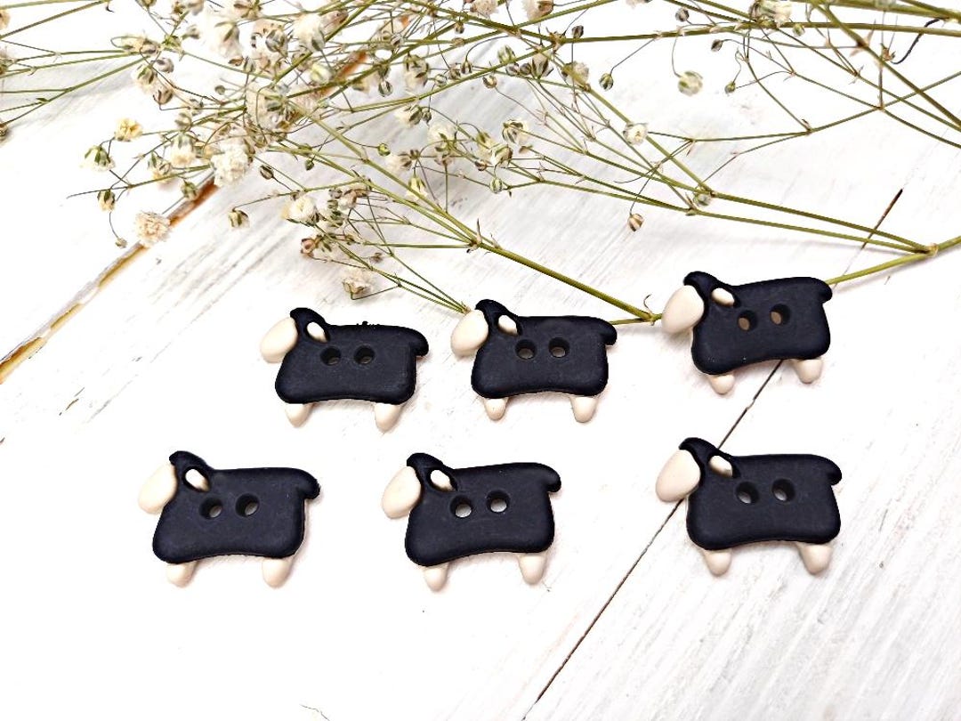 Cute Black Sheep Buttons, Sew Thru Sheep Farm Novelty Buttons, Dress It ...