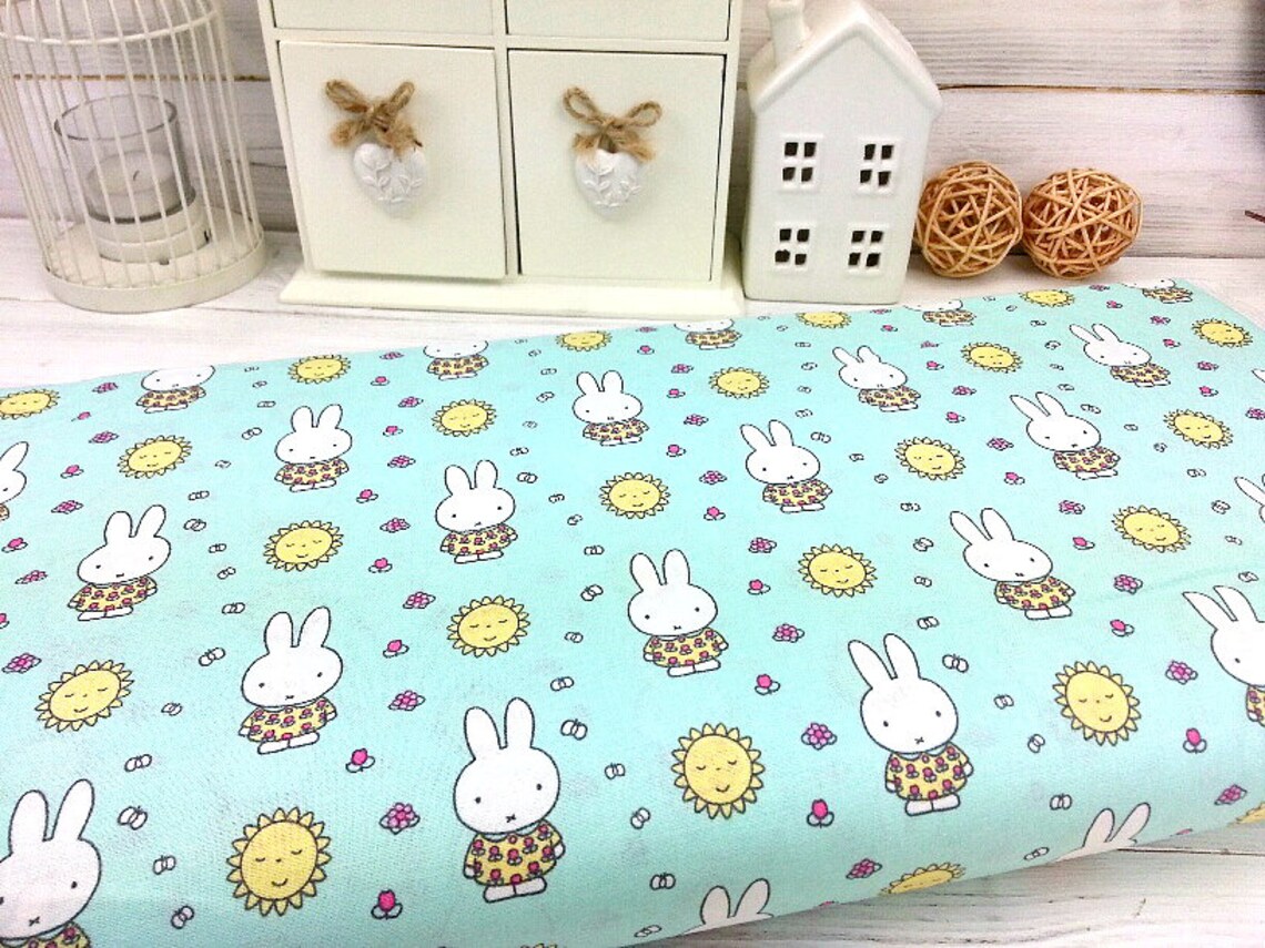 Bunny Fabric Rabbit Fabric Cotton Fabric Animal Fabric - Etsy UK