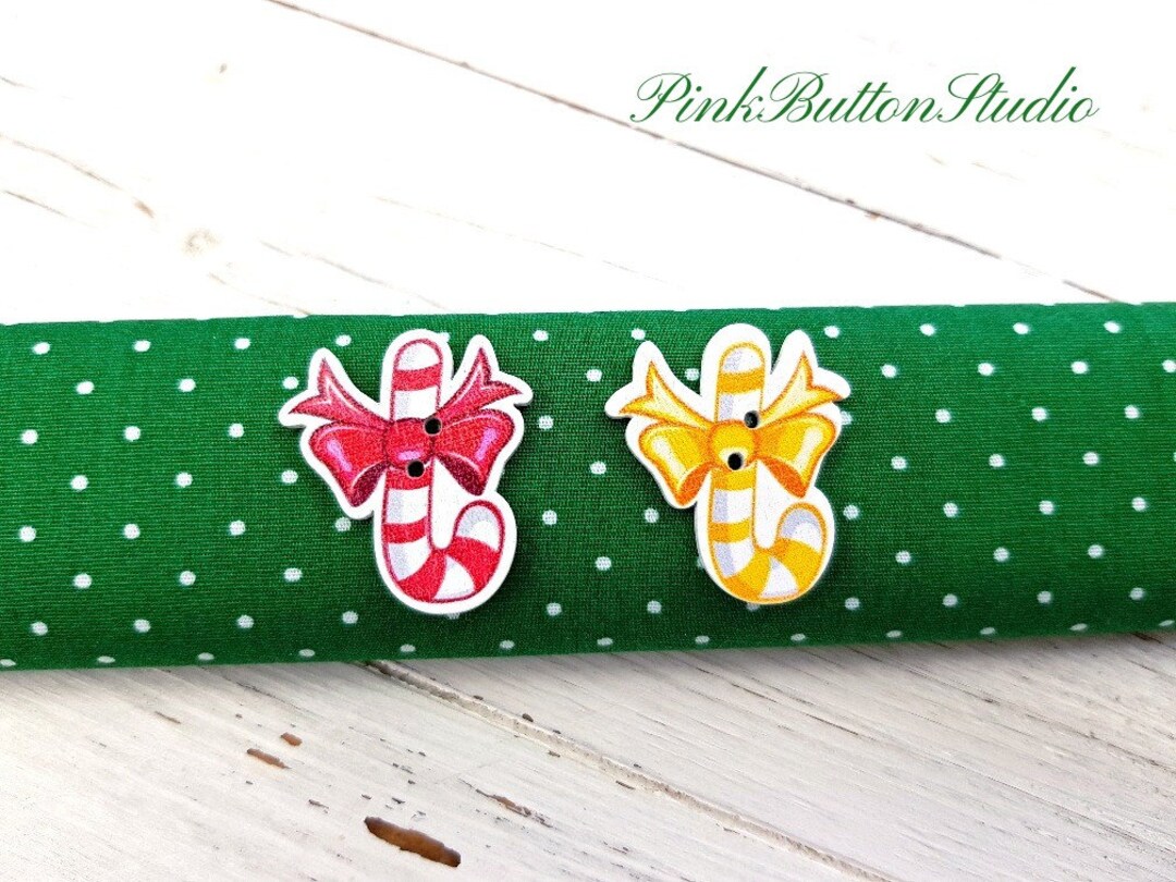 Christmas Buttons, Candy Can Buttons, Wooden Buttons, Festive Buttons ...