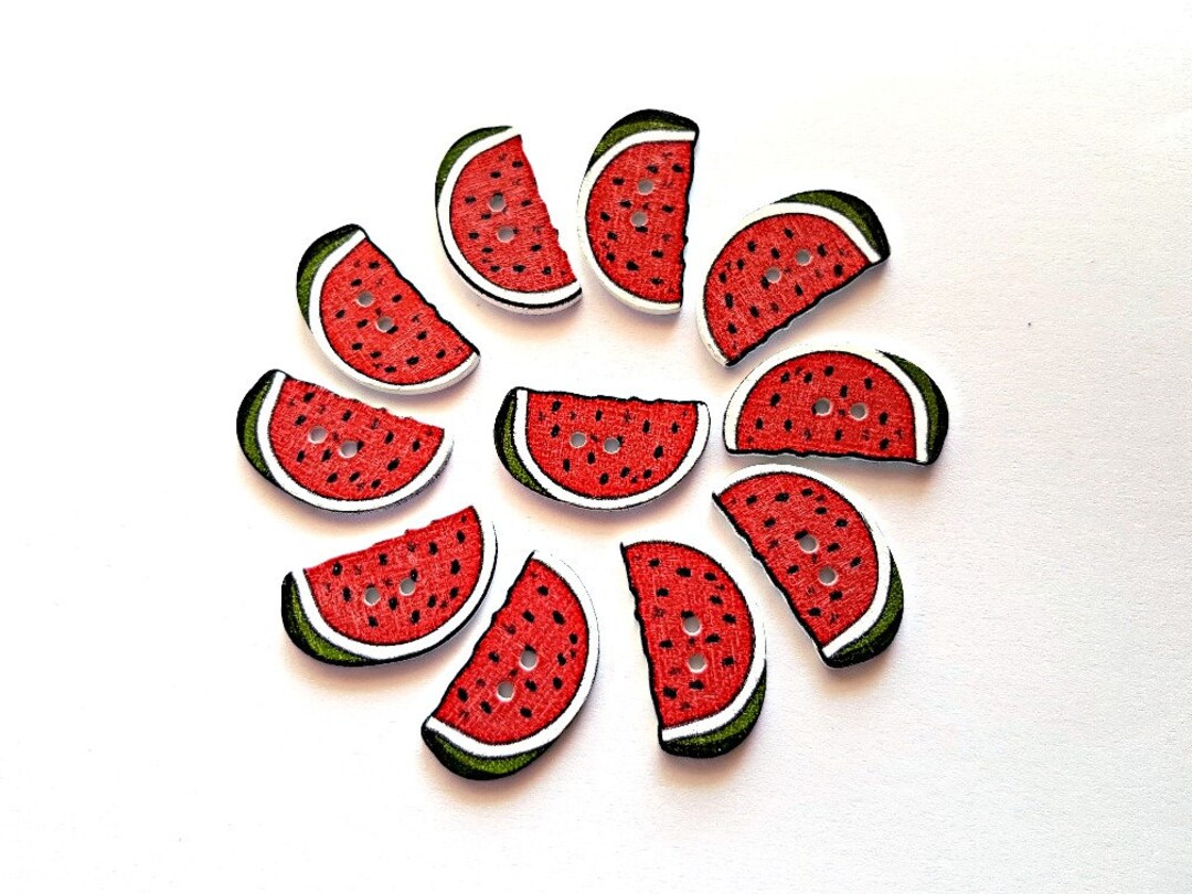 Watermelon Slices Buttons, Wooden Buttons, Kids Buttons, Tropical ...