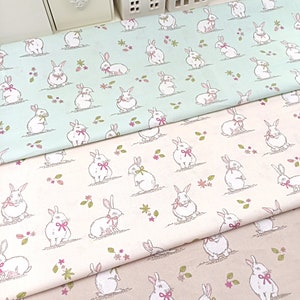 Bunny Fabric, 100% Cotton, Woodland Rabbit Print, Easter Baby Nursery ...