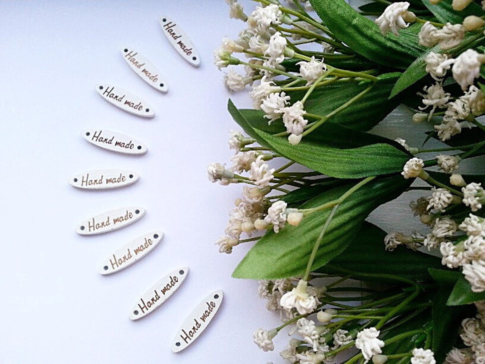 Wooden Buttons Wooden Tags White Wooden Labels Oval Shape | Etsy