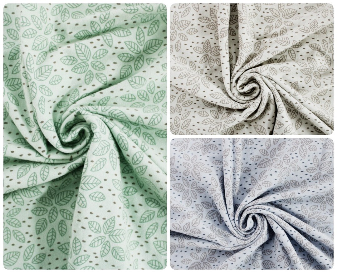 Spotty Leaves Jersey Fabric, Small Print Floral Stretch Knit Fabric ...