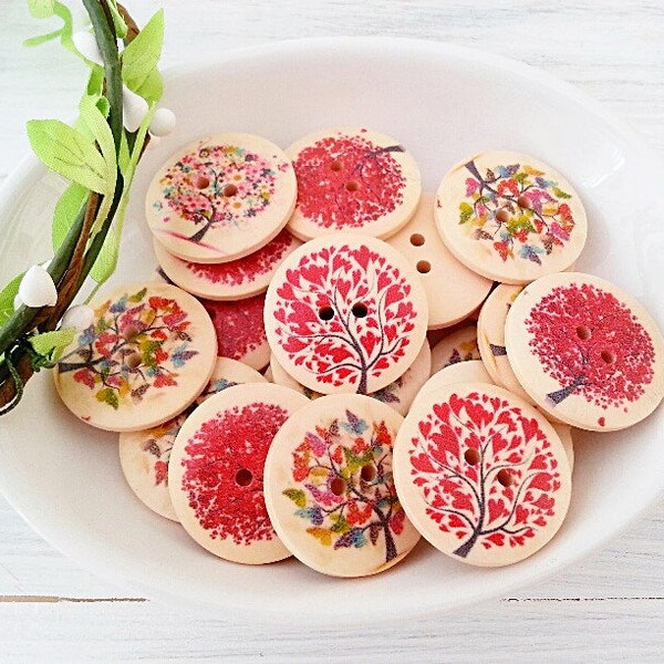 Painted Wood Buttons - Etsy