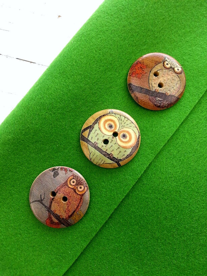 Wooden Buttons Owl Buttons Sewing Embellishments Bird | Etsy UK
