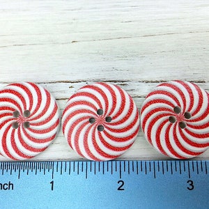 Christmas Buttons, Candy Cane Buttons, Wooden Buttons, 30 Mm Red and ...