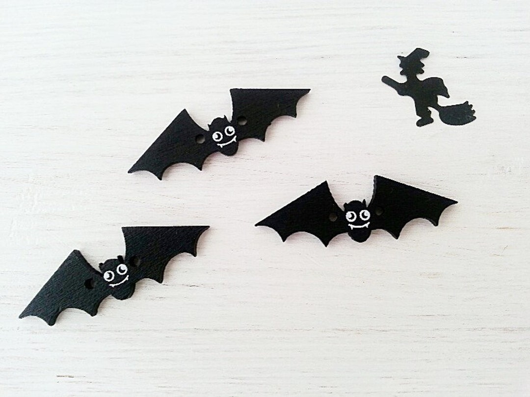 Wooden Buttons, Cute Bat Buttons, Sewing Embellishments, Halloween ...